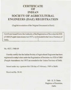 History – The Indian Society of Agricultural Engineers