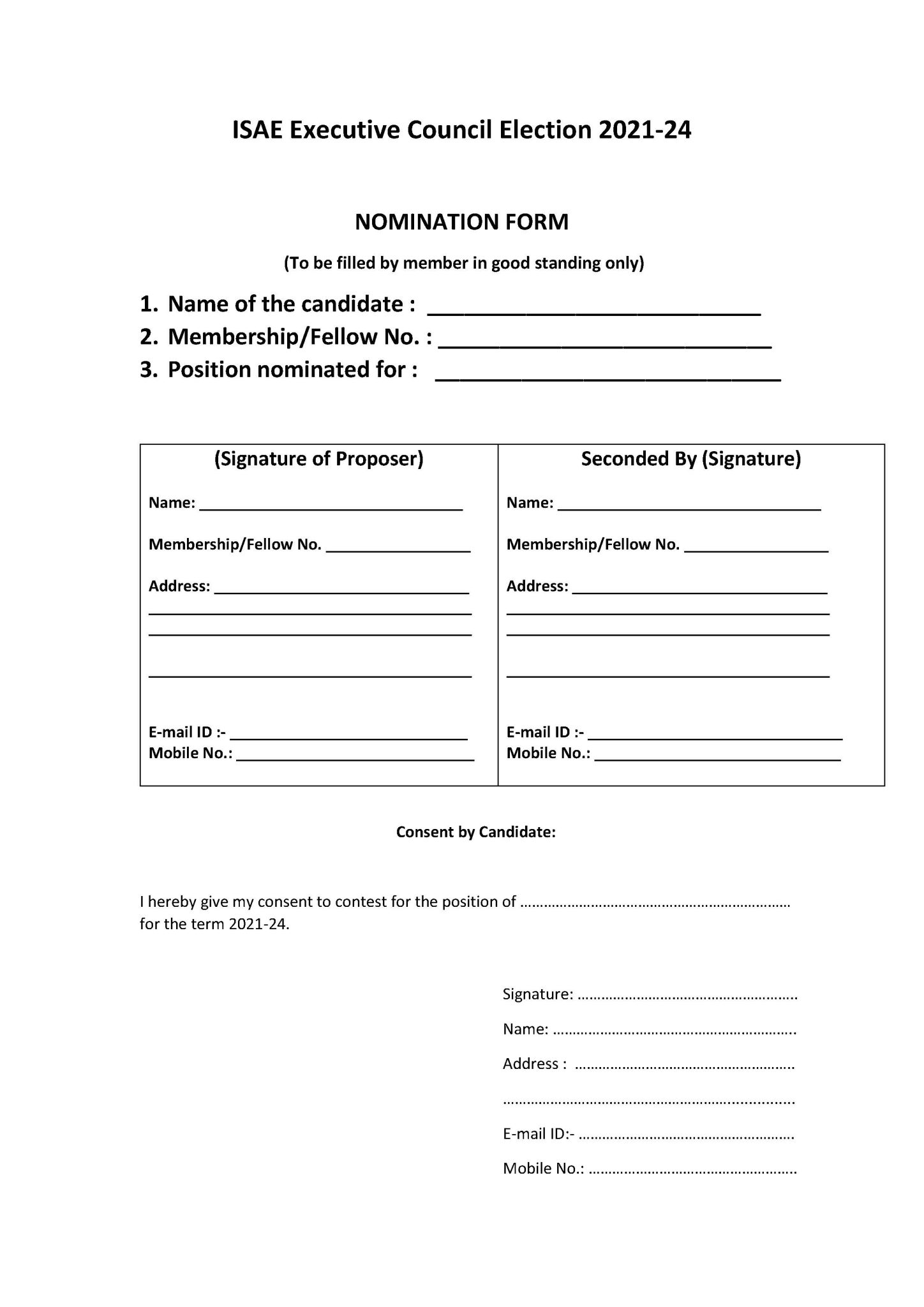Nomination Form for ISAE Elections – The Indian Society of Agricultural ...